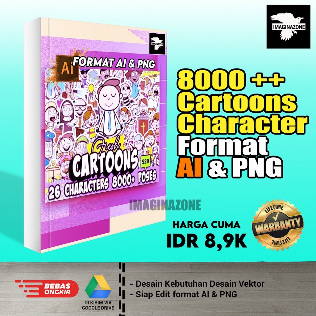 Jual 8000++ Cartoons Character Asset Gambar Desain Grafis Kartun Siap ...