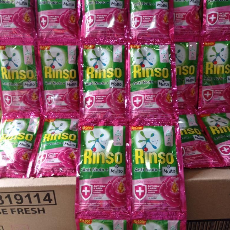Jual 1 DUS RINSO MOLTO ANTI NODA DETERGENT CAIR UKURAN 38ML ISI 144 PCS ...
