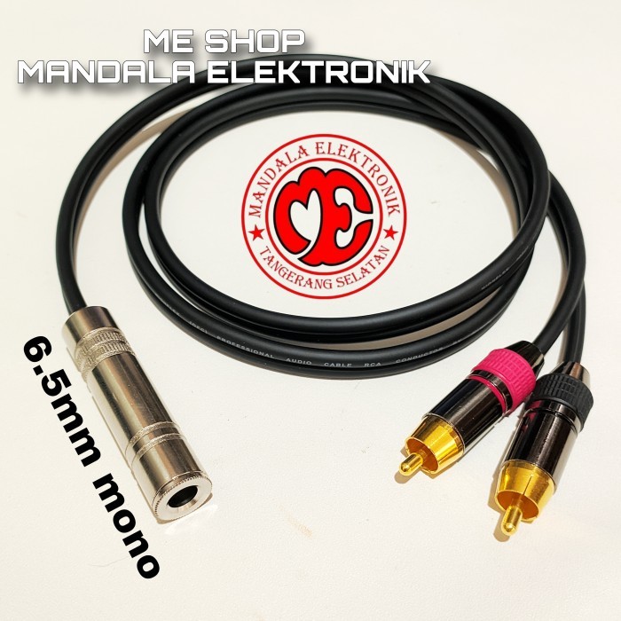 Jual Kabel sambungan soket akai 6,5mm to dua rca male - mono, 50cm ...