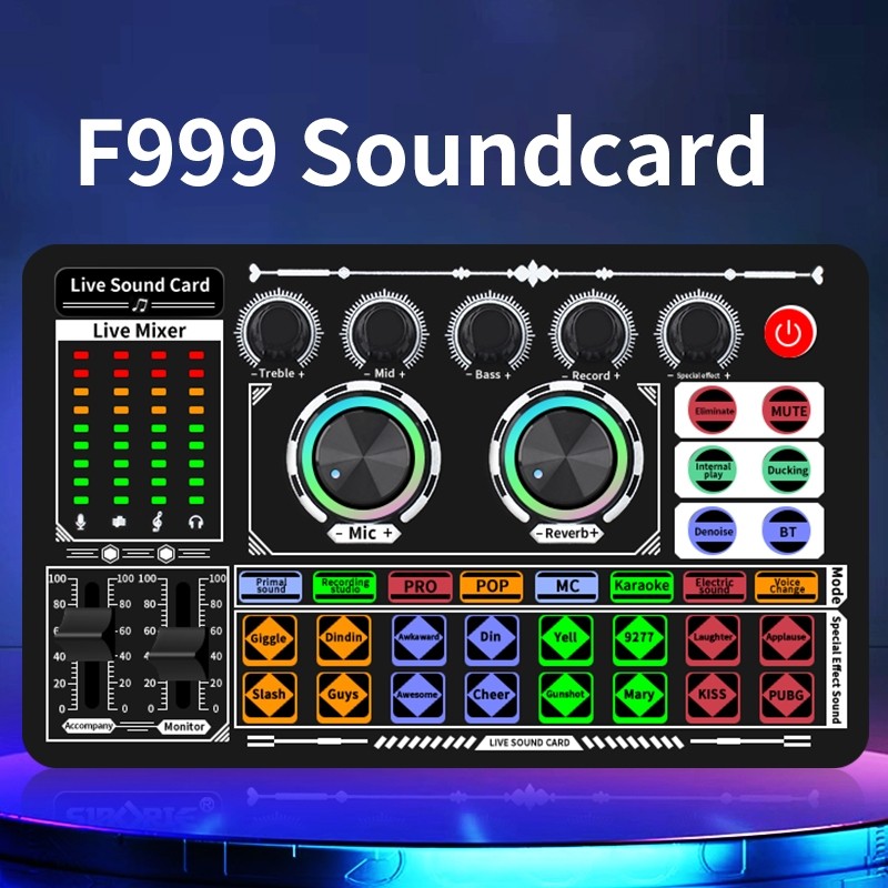 Jual Atana F999 soundcard Mixer Bluetooth Sound Card live for phone PC ...