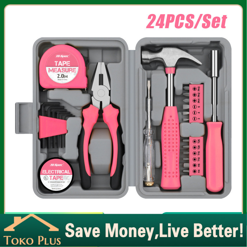 Jual Toolkit Bag Set Lengkap Pink Series hand tool set Tool Kit Alat ...