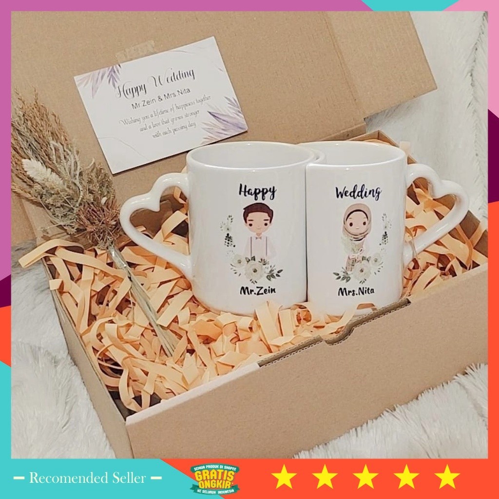 Jual KADO NIKAH HAMPERS MURAH VIRAL UNIK BAGUS / MUG COUPLE LOVE sabit ...