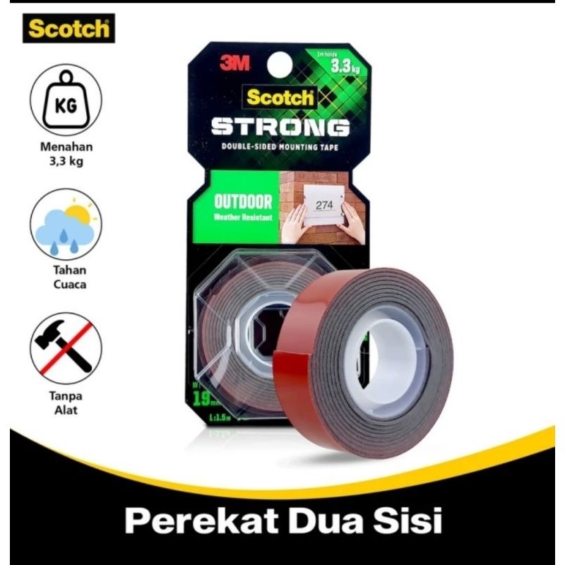 Jual 3M Double Tape Scotch Isolasi Outdoor Mounting Tape 411-S19 19 MM × 1,5 M | Shopee Indonesia
