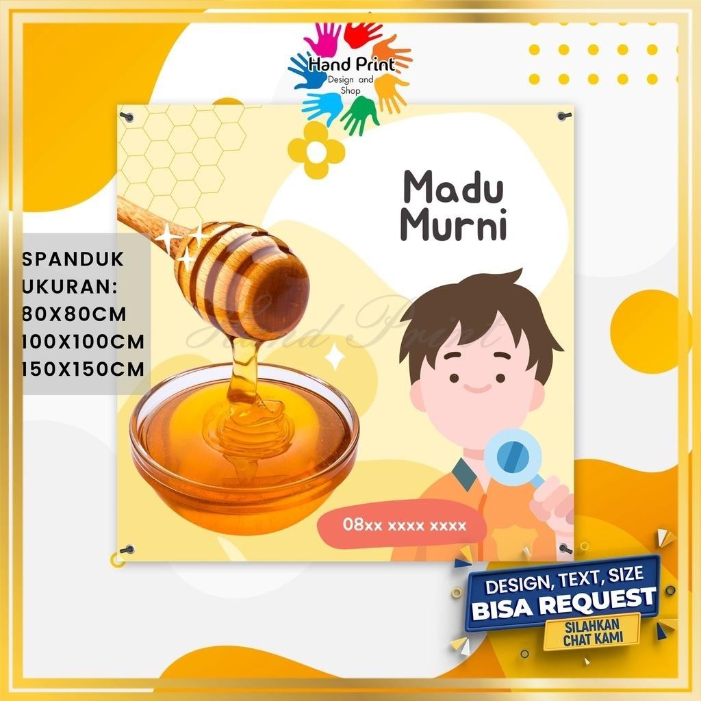 Jual SPANDUK / BANNER Jualan Madu Alami Hutan Natural Honey Bee C MMT ...
