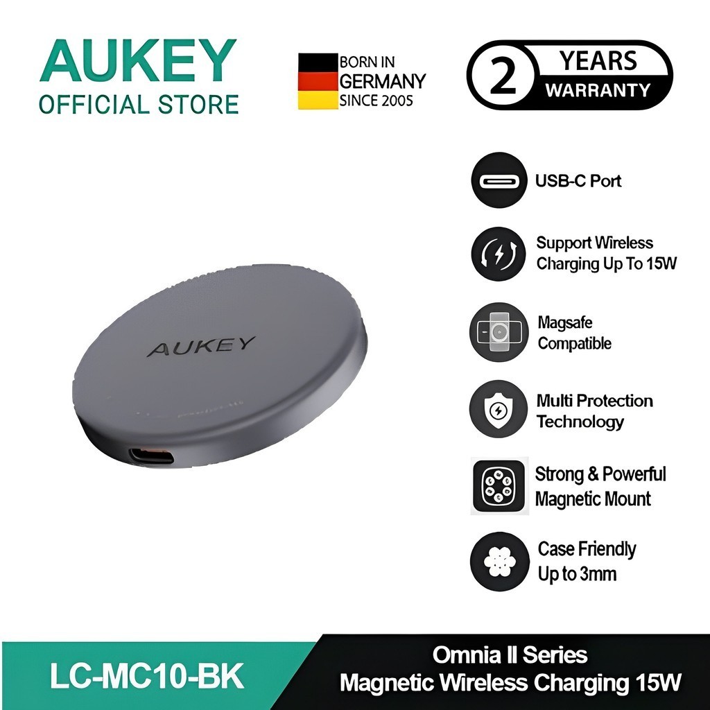 Jual AUKEY Magnetic Wireless Charging 15W LC-MC10 | Shopee Indonesia