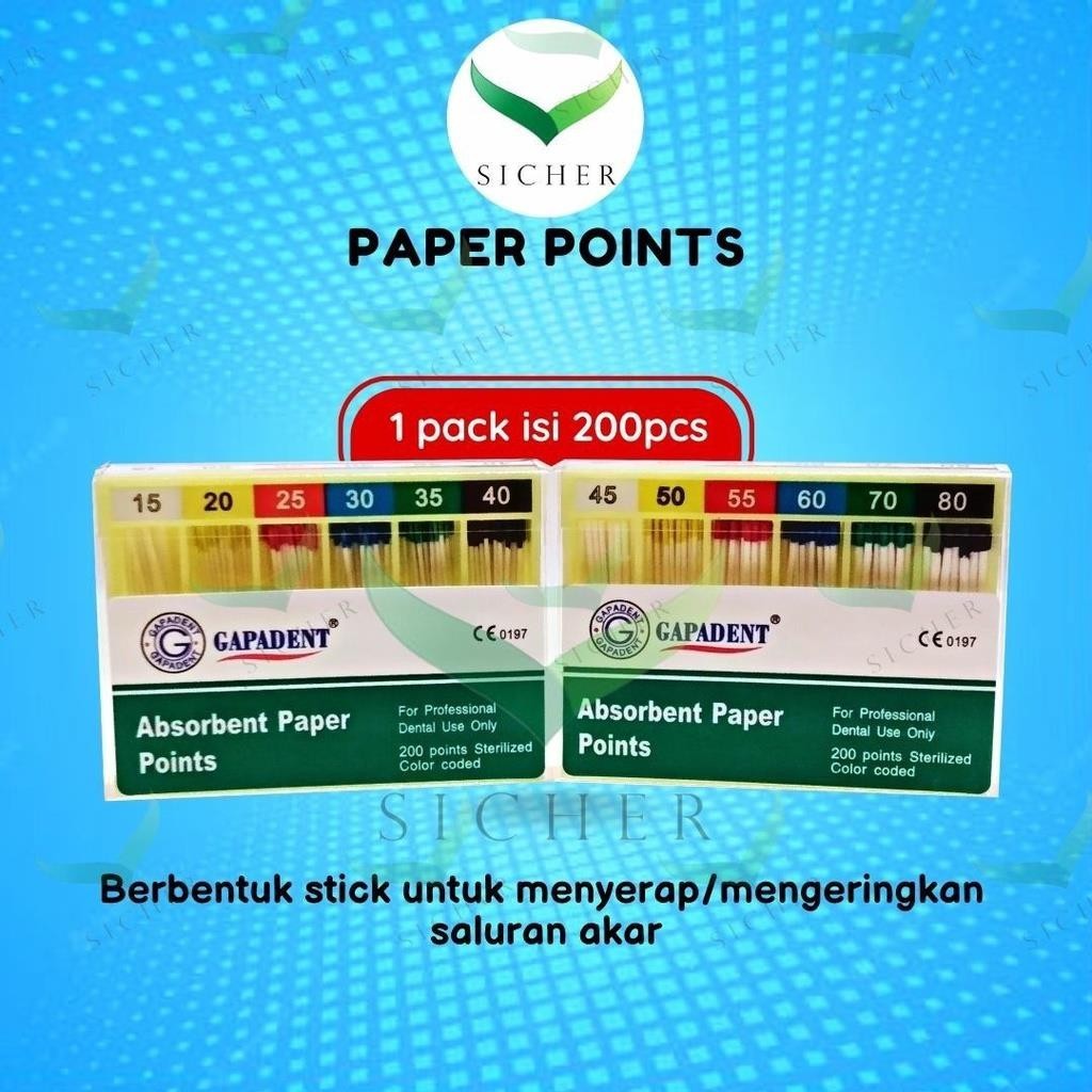 Jual Dental Absorbent Paper Point/Assorted Gapadent Papper Points Endo ...