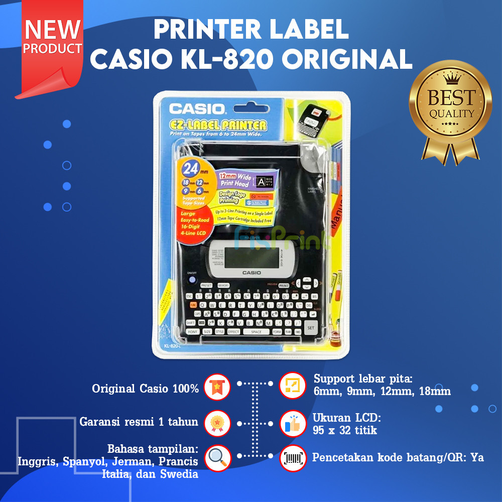 Jual Casio Label Printer KL-820 Label Maker Mesin Labeling Printer ...