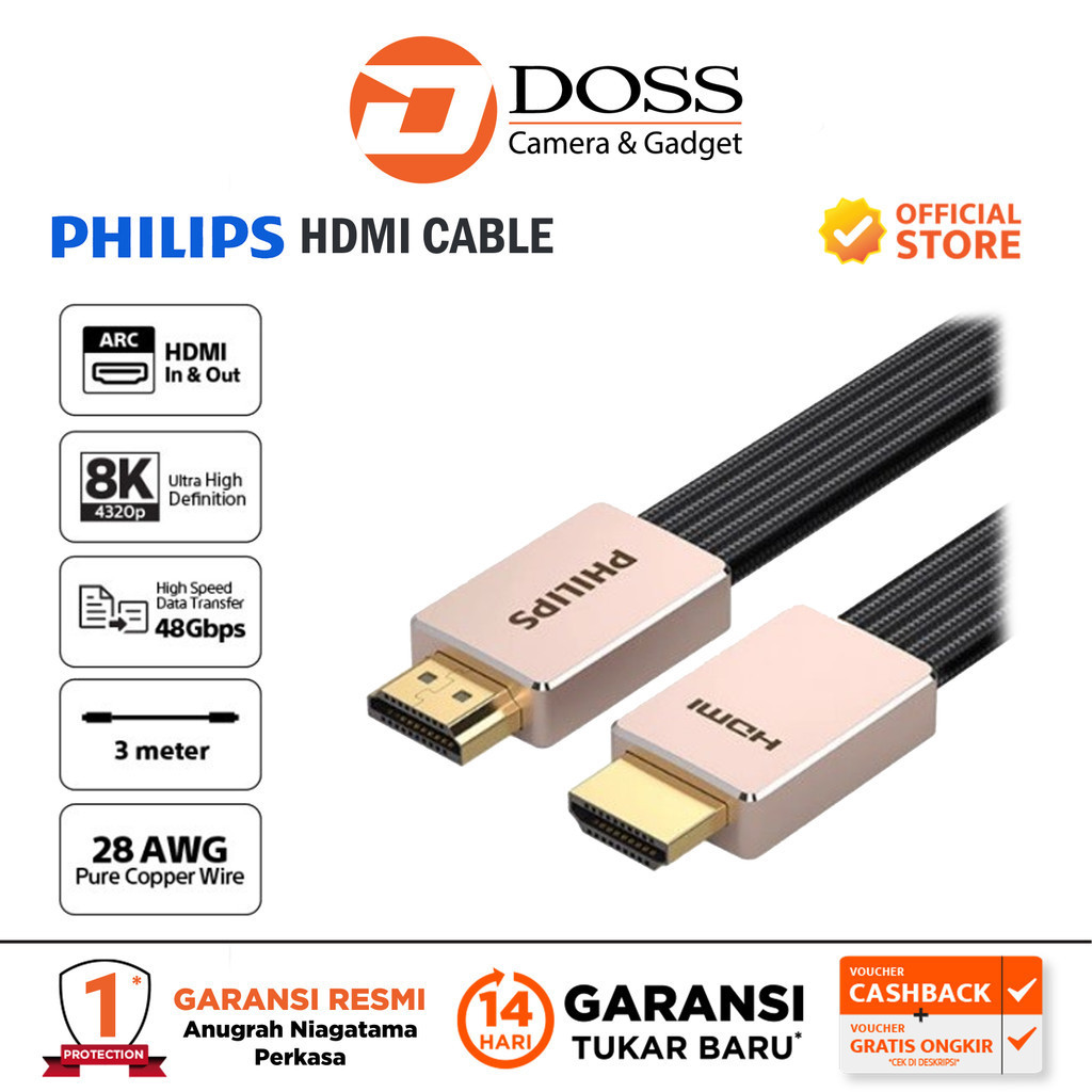 Jual Philips HDMI Cable SWV9030 8K 60Hz Ultra HD with Dynamic HDR SWV ...
