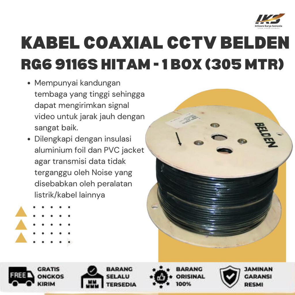 Jual Kabel Coaxial CCTV BELDEN RG6 Non Power 9116S Hitam -- 1 BOX (305 meter) | Shopee Indonesia