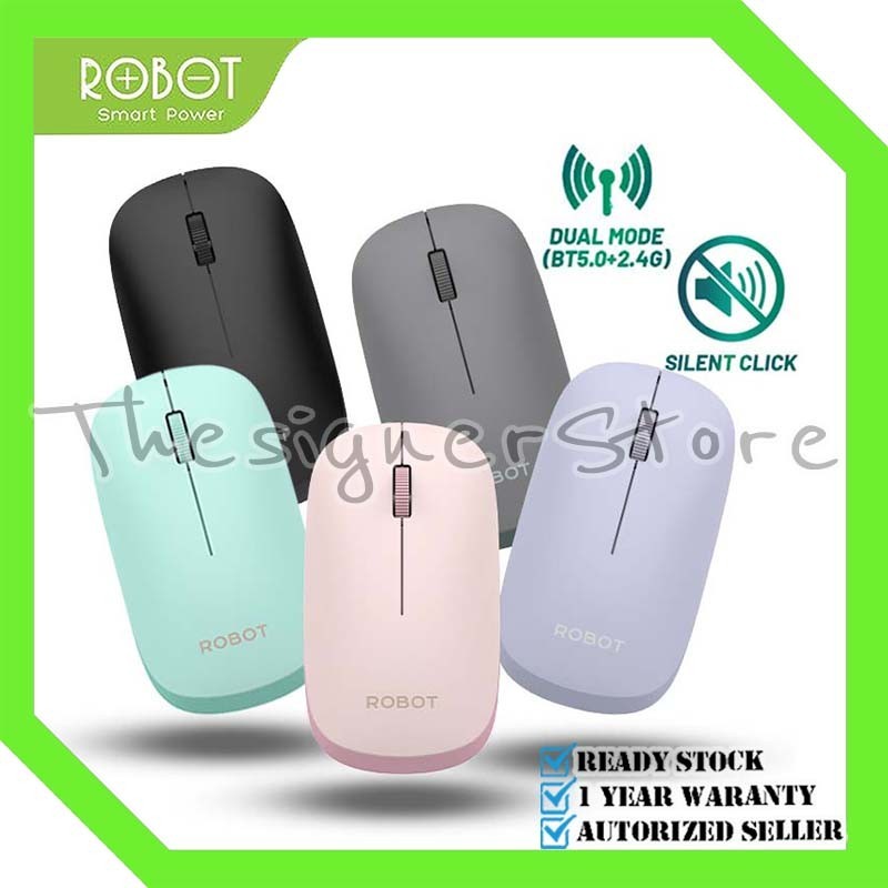 Jual ROBOT M390 Mouse Bluetooth + Wireless Mouse Silent Click - Garansi Resmi 1 Tahun | Shopee ...