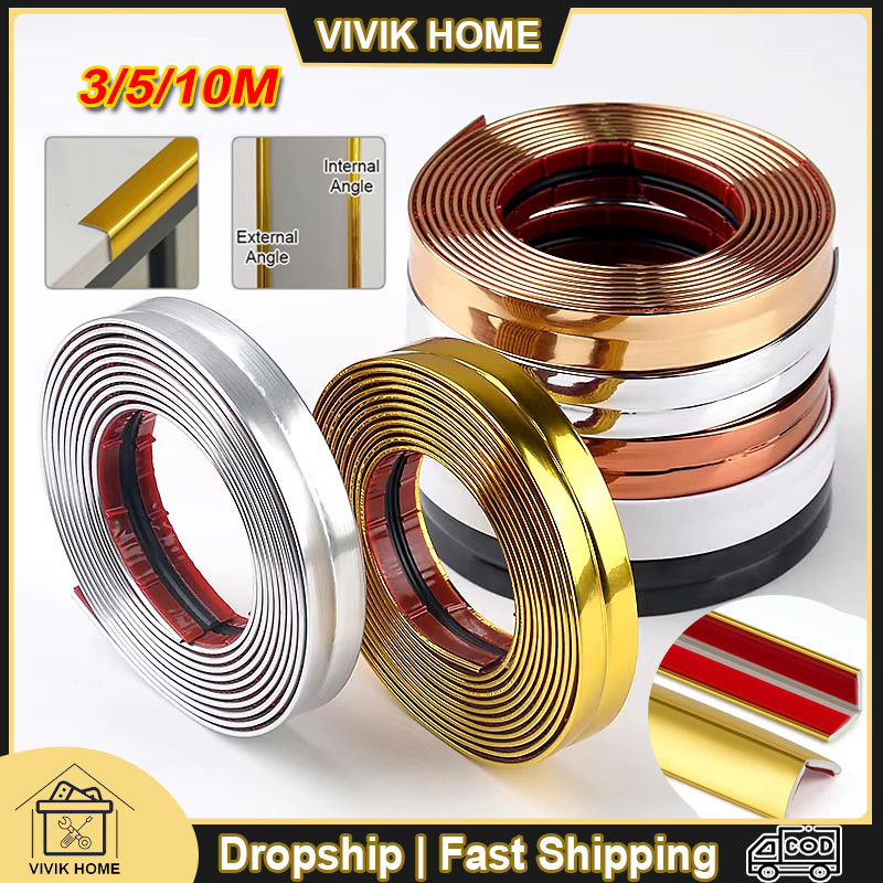 Jual List Plat Strip Mirror Hairline Gold Panjang 10 M List Wallpaper ...