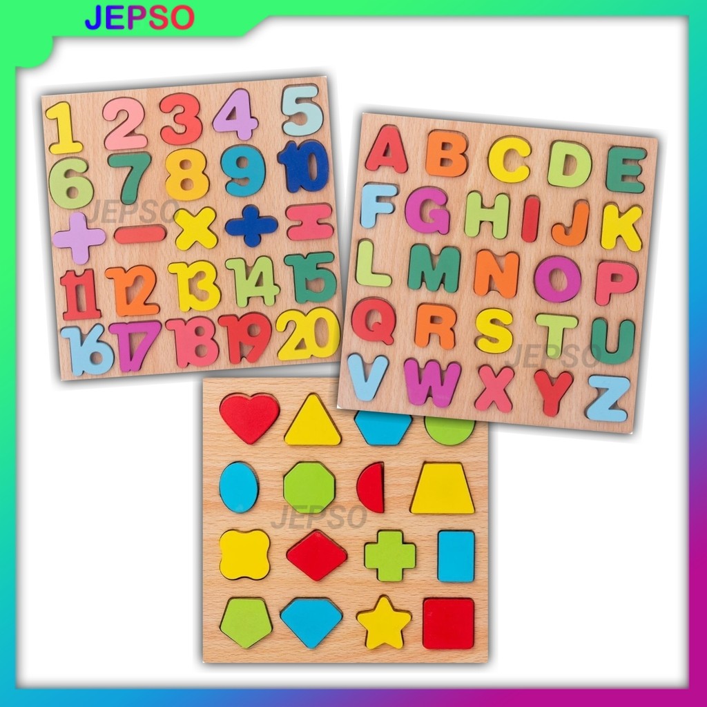 Jual Mainan Anak puzzle Huruf Angka Bentuk / Puzzle Kayu Bongkar Pasang ...