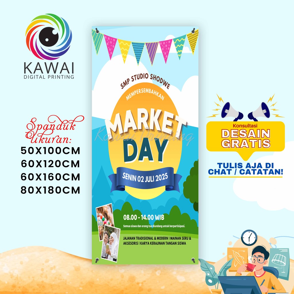 Jual Spanduk Banner MMT Market Day Studio Siswa Ukuran 60x160 | Shopee ...