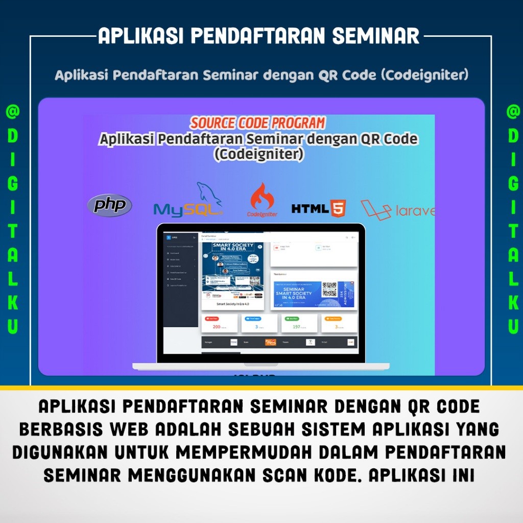 Jual Aplikasi Pendaftaran Seminar dengan QR Code (Codeigniter) | Shopee ...