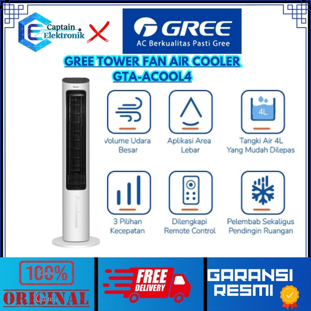 Jual GREE Tower Fan Air Cooler Kapasitas 4 Liter - Model GTA-ACOOL4 ...