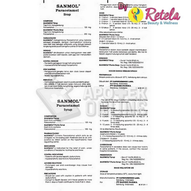 Jual SANMOL PARACETAMOL SYRUP 60ML | Shopee Indonesia