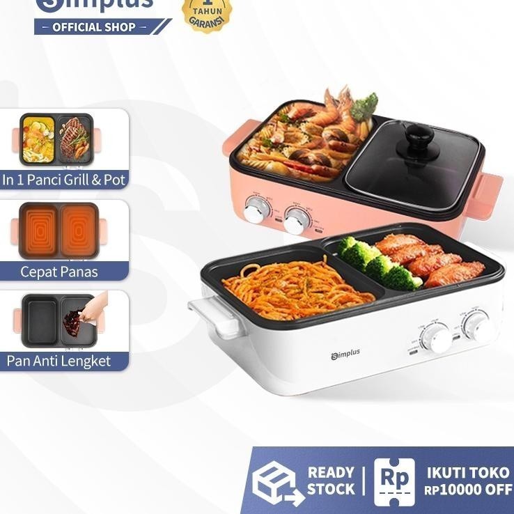 Jual x4X8j--Simplus Panci Listrik Multifungsi Wajan 2 dalam 1 BBQ grill ...