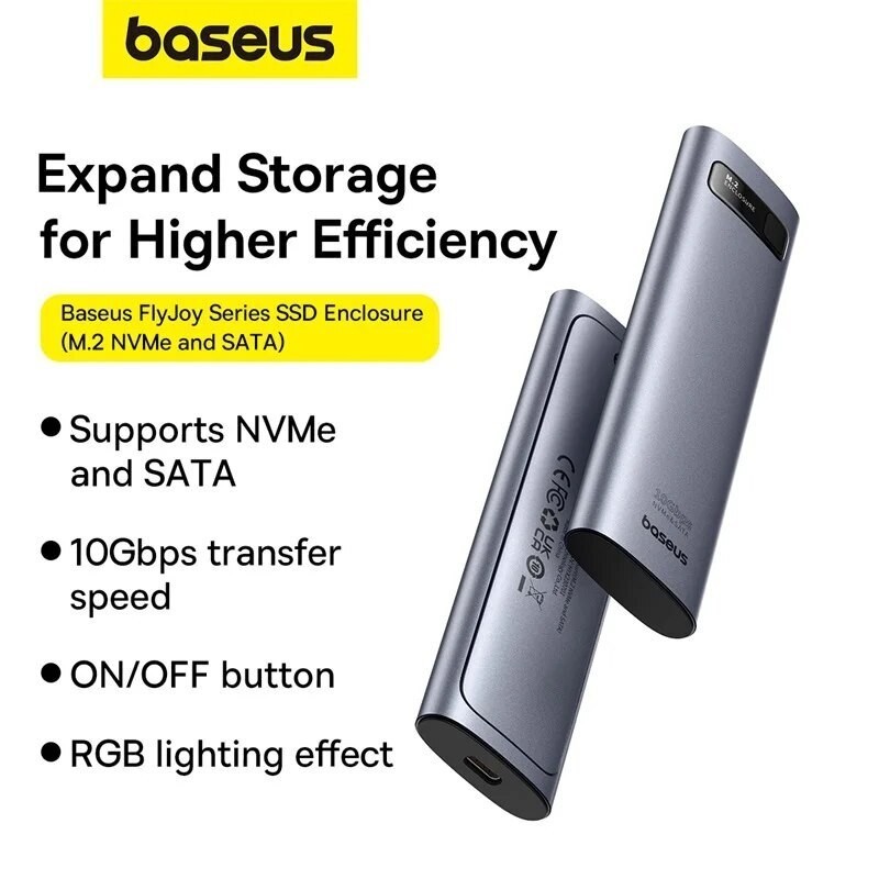 Jual Baseus M2 SSD Case NVME SATA Dual Protocol M.2 to USB Type C 3.2 ...