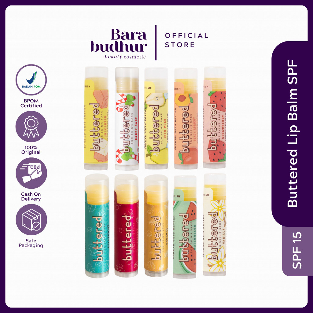 Jual Buttered Premium Lip Balm SPF 15 Pelembab Bibir Strawberry Iced ...