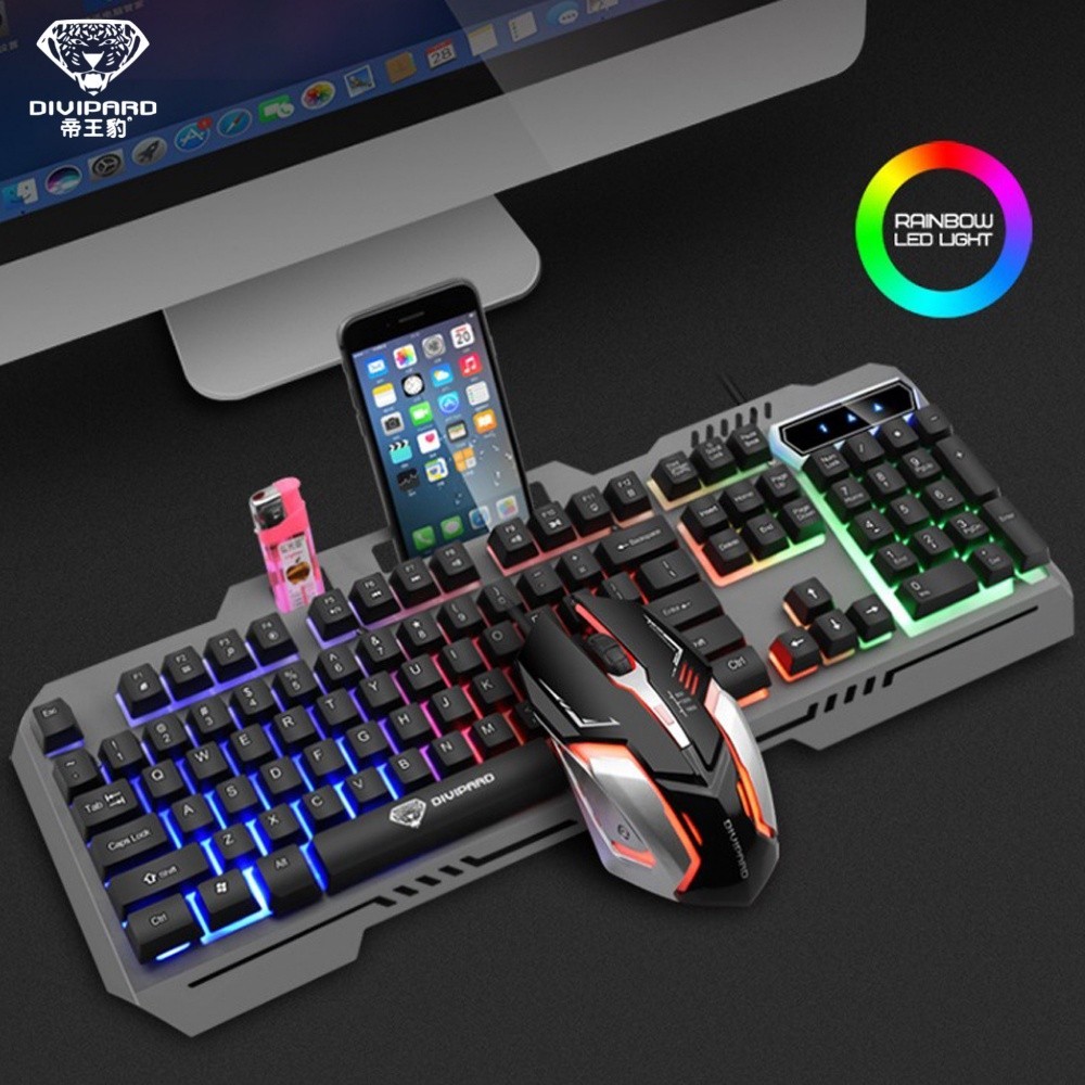Jual Divipard Keyboard Mouse Gaming Combo GMK-70 Kabel USB 2.0 Plus LED ...