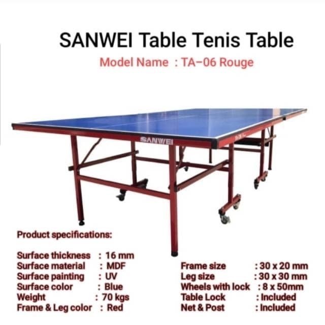 Jual Tenis Meja Pingpong SANWEI TA 06 Rouge Table Tennis | Shopee Indonesia