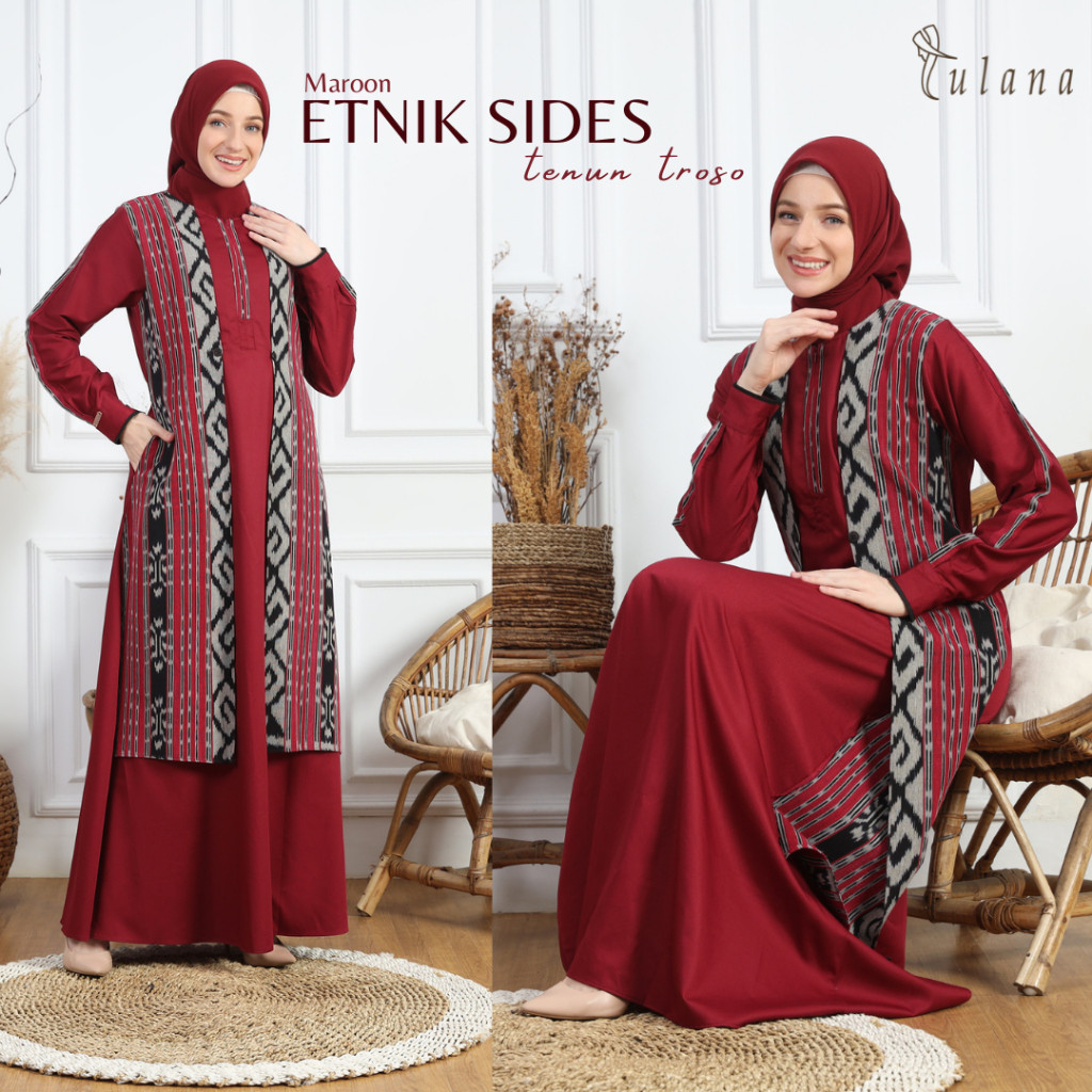 Jual Gamis Etnik bahan toyobo kombi batik Etnik Tenun Troso Gamis ...