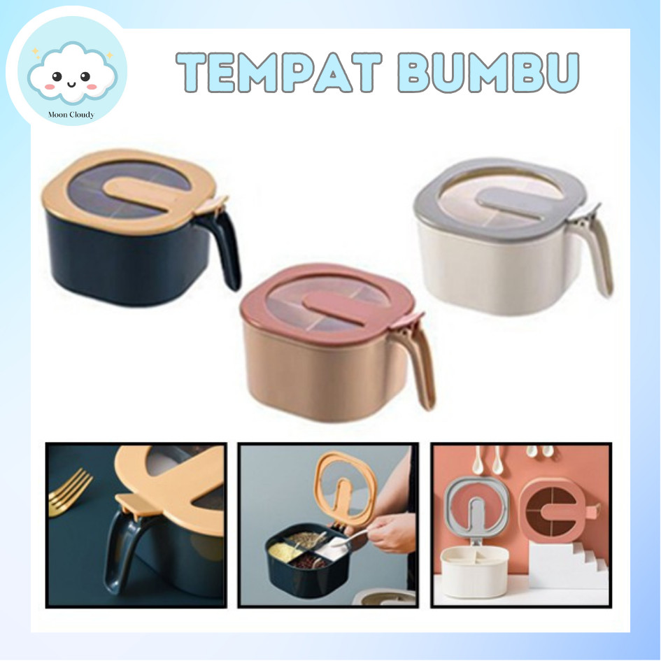 Jual Tempat Bumbu Dapur 4IN1 Free Sendok Rak Seasoning Box 4 Sekat ...