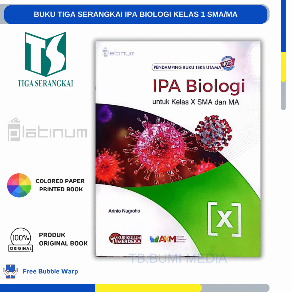 Jual Buku Paket Siswa SMA Kelas 10 IPA Biologi TIGA SERANGKAI PLATINUM Kurikulum Merdeka ...