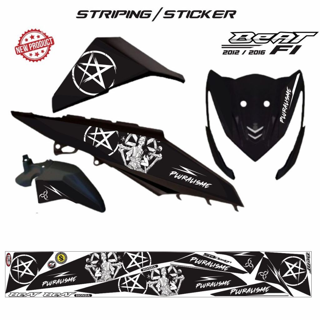 Jual SETIKER MOTOR / STRIPING SATANIC / MOTIF SIMPLE PLURALISME BEAT FI ...