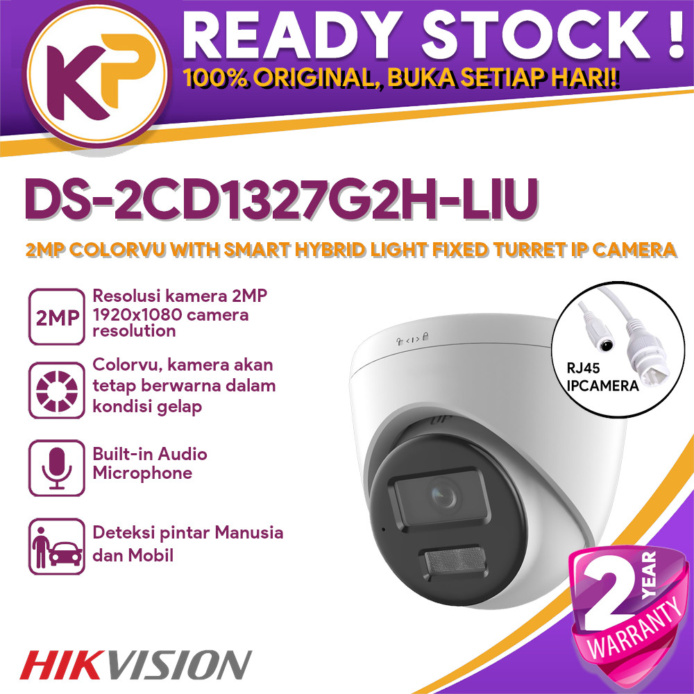 Jual HIKVISION DS-2CD1327G2H-LIU 2MP COLORVU HYBRID LIGHT TURRET IP CAMERA | Shopee Indonesia