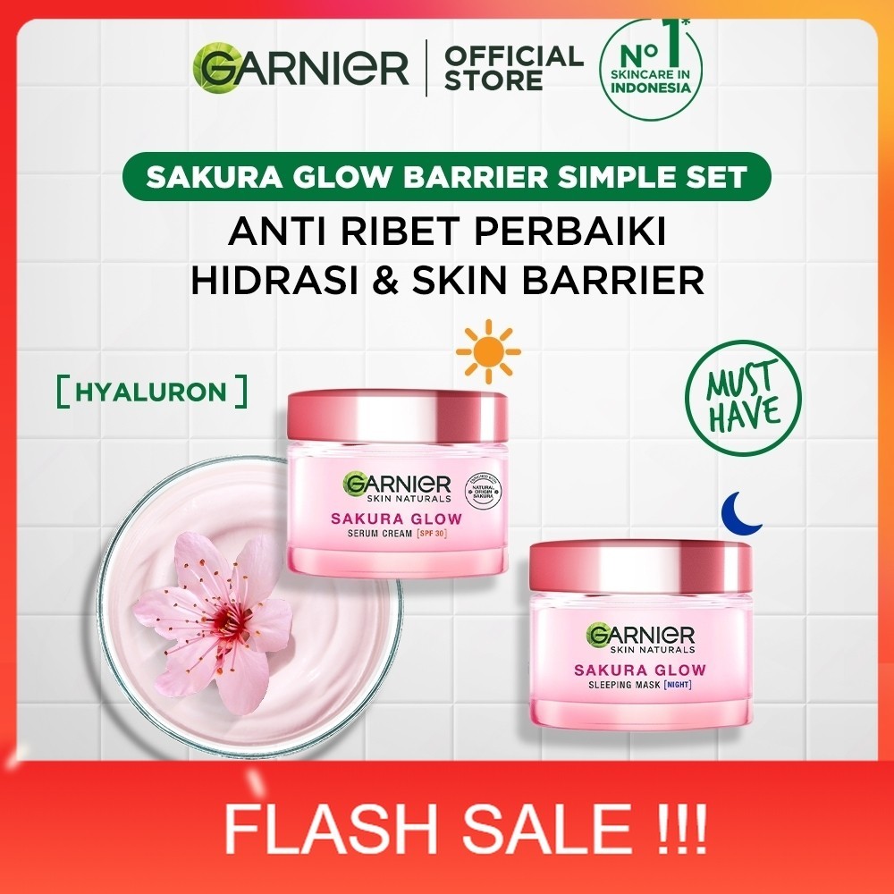 Jual PROMO Paket Skincare Garnier Sakura Glow Skin Barrier Simple Set ...