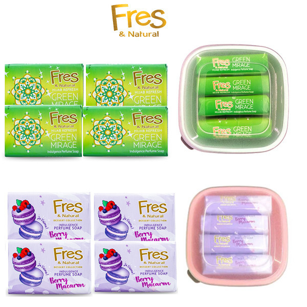 Jual Fres & Natural Bar Soap Isi 4 - Sabun Batang (Free Box Tempat ...