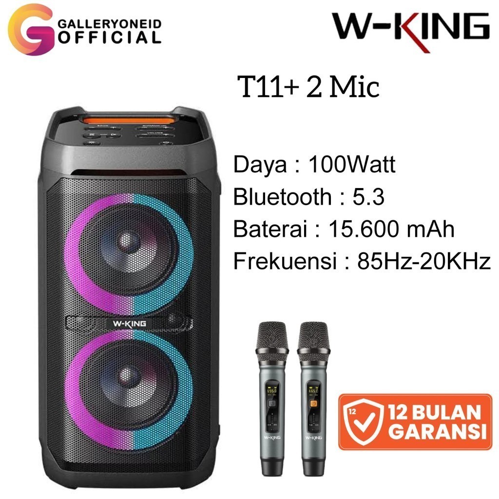 Jual Speaker Bluetooth Karaoke WKing T11+ 2 Mic Portable Wireless ...