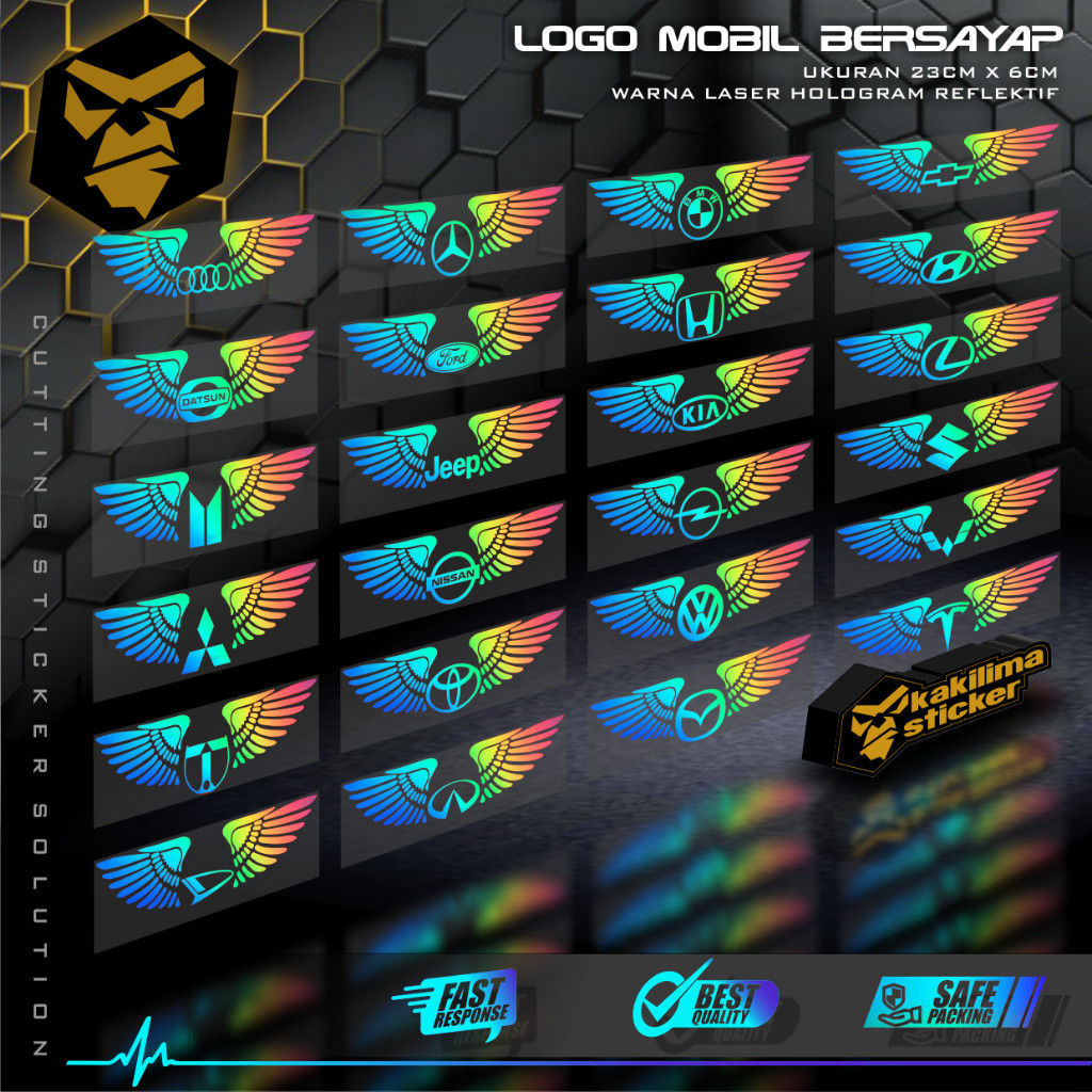 Jual Sticker Logo Mobil Bersayap. Cutting Sticker Logo Mobil. Sticker ...