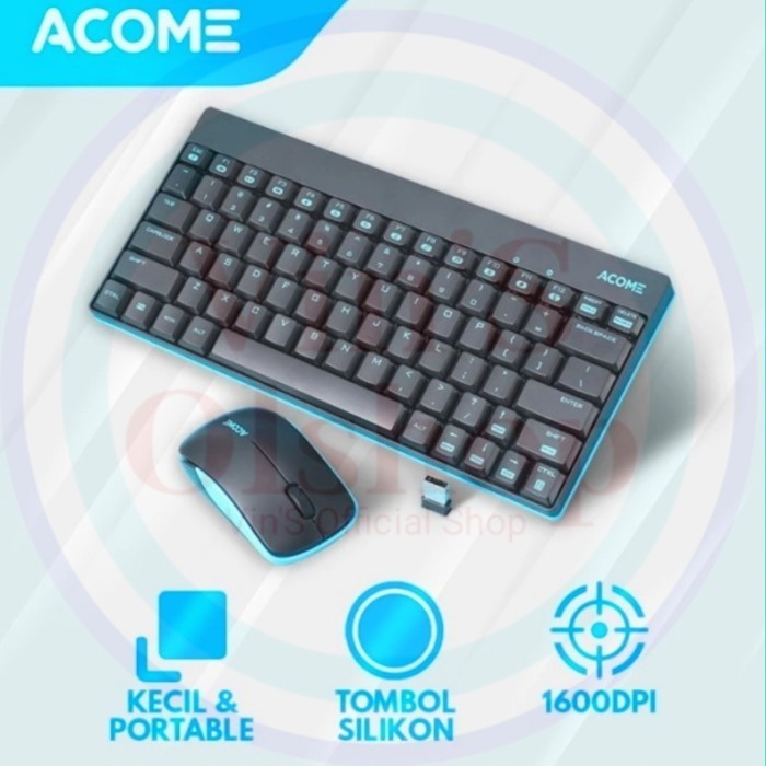 Jual Keyboard + Mouse Wireless Acome AKM2000 Silicon / Keyboard Mouse ...