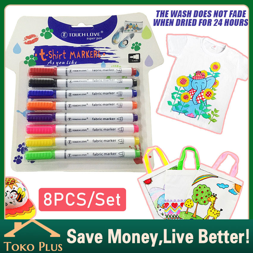 Jual 8Pcs/Set Spidol Penanda Kain Spidol Permanen Kain Tekstil Baju ...