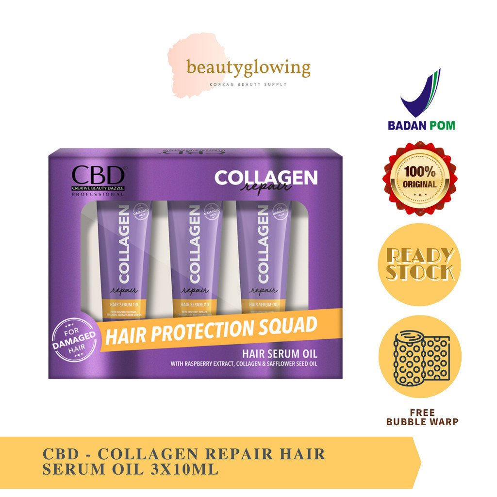 Jual CBD Collagen Repair Hair Serum Oil 3x10ml rambut kusut kasar ...