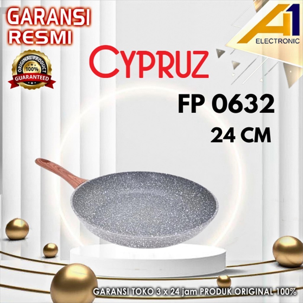 Jual CYPRUZ Fry Pan FP0632 / FP 0632 Marble Series Gagang Kayu 24 Cm | Shopee Indonesia