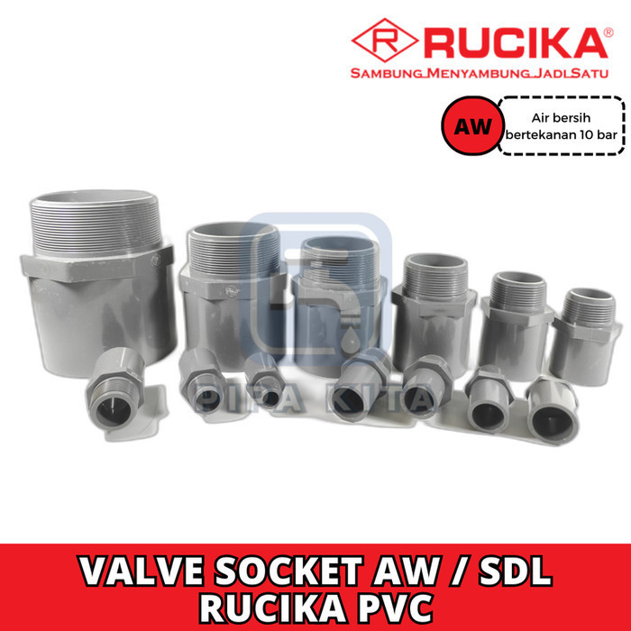 Jual Valve Socket AW 3 Inch RUCIKA Sok Drat Luar TS Tebal PVC | Shopee ...