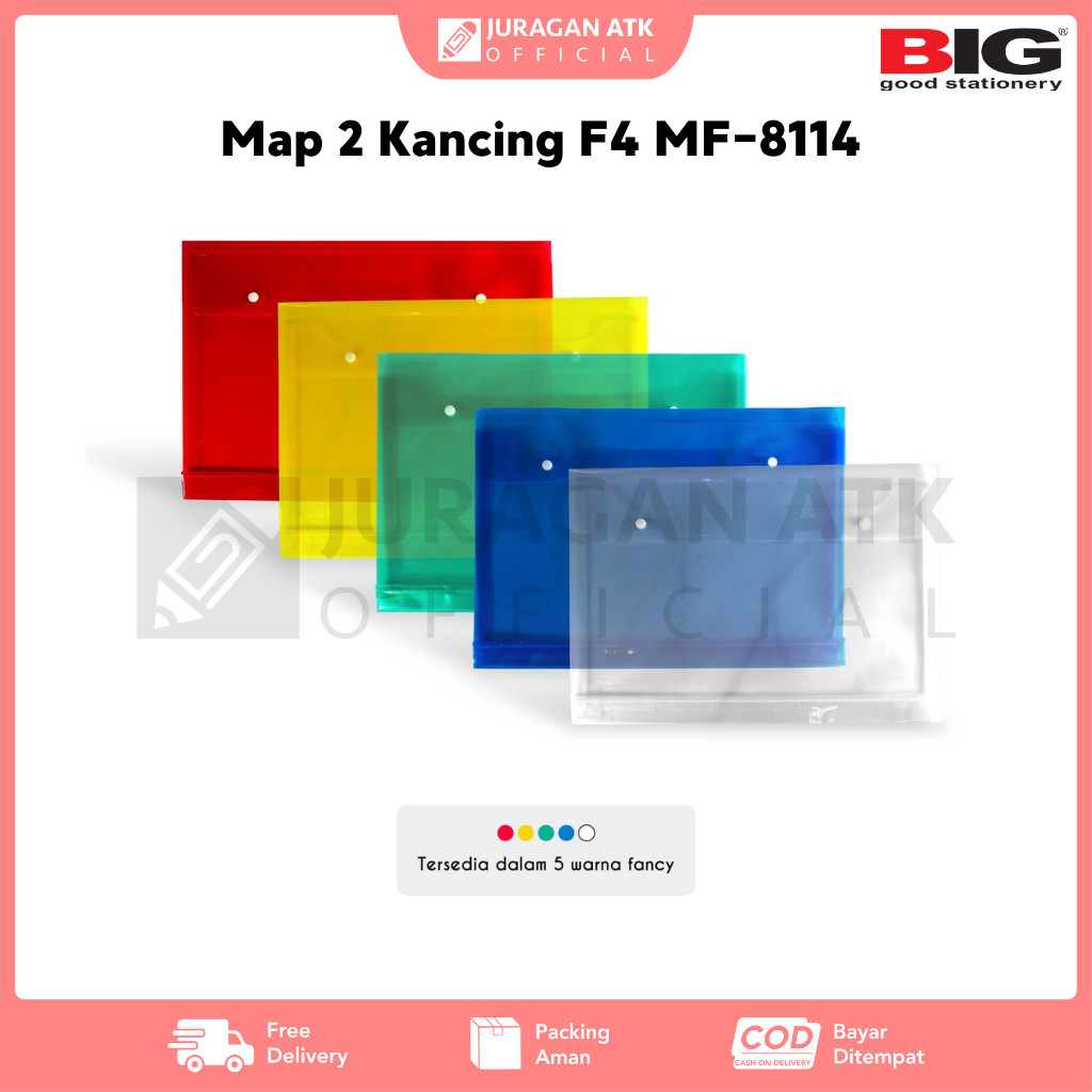 Jual Map 2 Kancing F4 BIG MF-8114 Plastik Map Dokumen Kancing 2 ...