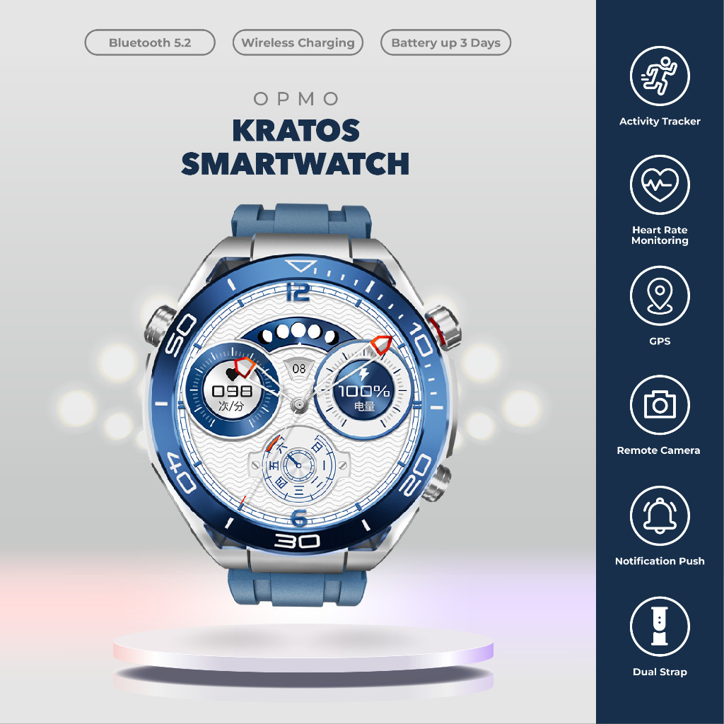 Jual OPMO Kratos Smartwatch Stainless Steel+Rubber Jam Pria tangan ...