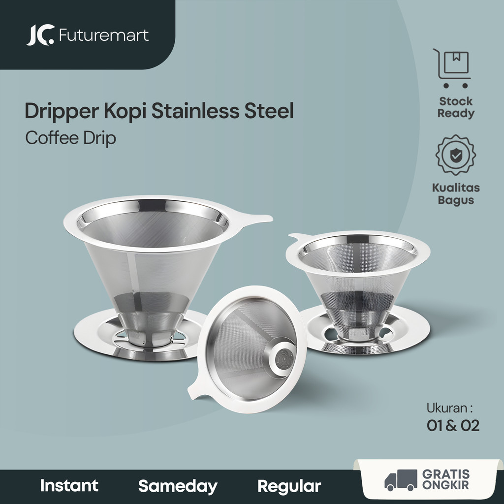 Jual V60 Dripper Kopi Stainless Steel | Metal Coffee Dripper Paperless ...