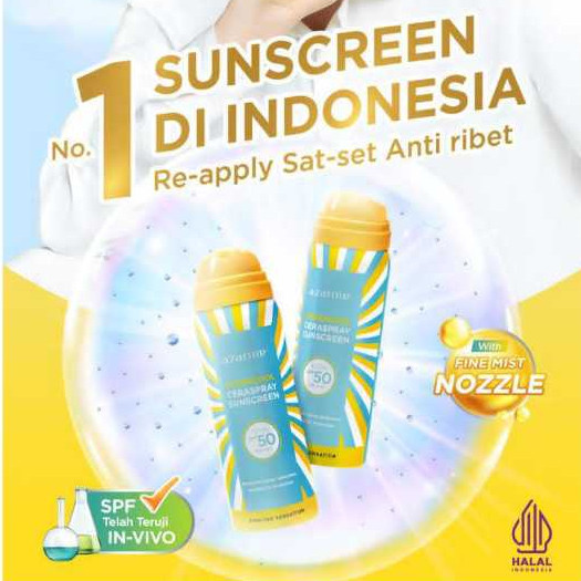 Jual Azarine Hydracool Ceraspray Sunscreen SPF50 PA+++ 50ml(BIRU ...