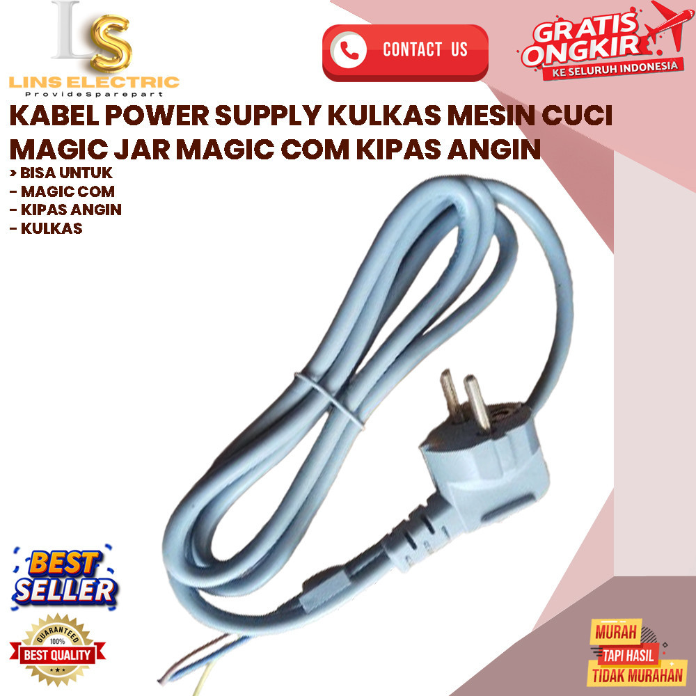 Jual KABEL POWER SUPPLY KULKAS MESIN CUCI MAGIC JAR MAGIC COM KIPAS ...