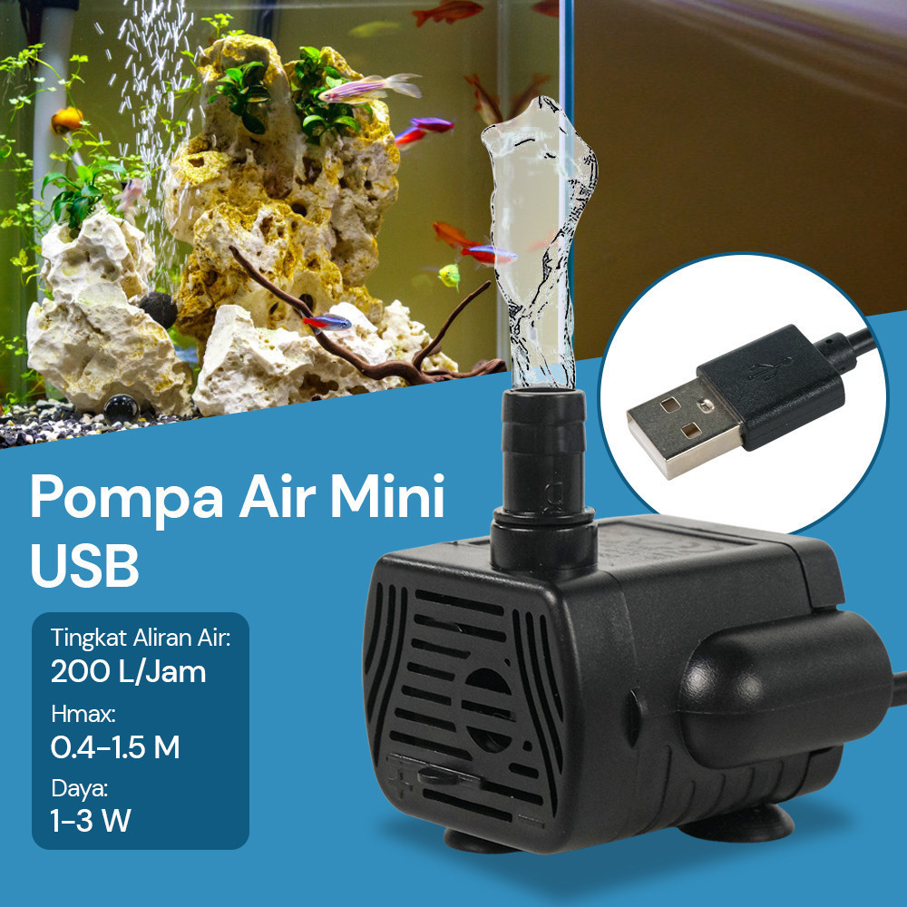 Jual Pompa Air Mini Aquarium Submersible Waterproof USB Brushless 5V 1 ...