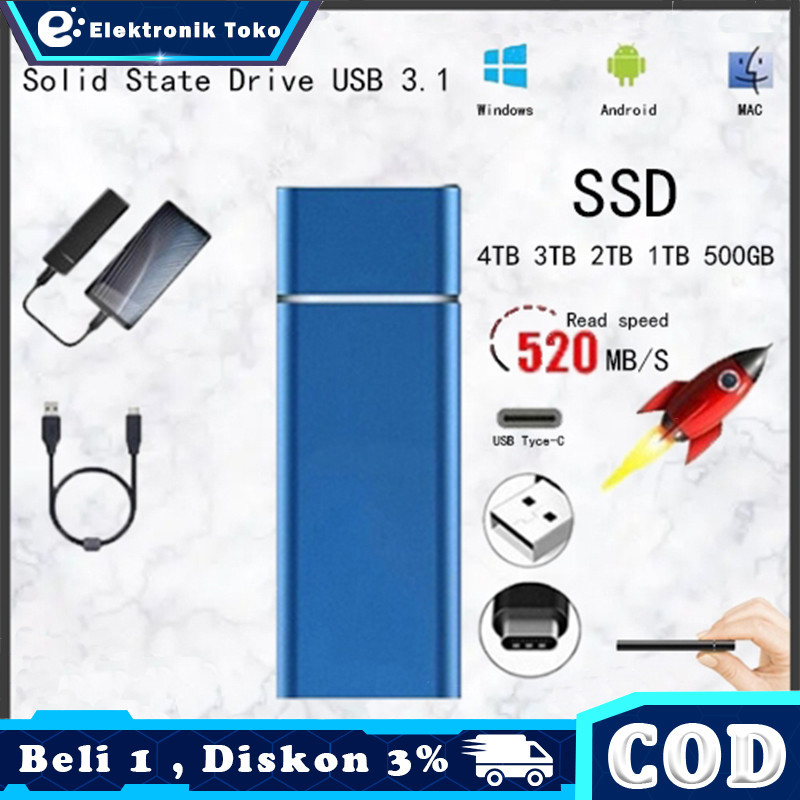 Jual Mini Portable SSD Eksternal 30TB M.2 External Mobile Solid State ...