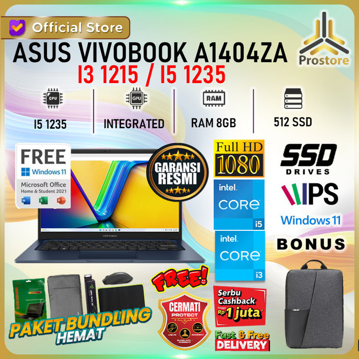 Jual LAPTOP ASUS VIVOBOOK 14 A1404ZA I5 1235 I3 1215 8GB 512GB W11+OHS ...
