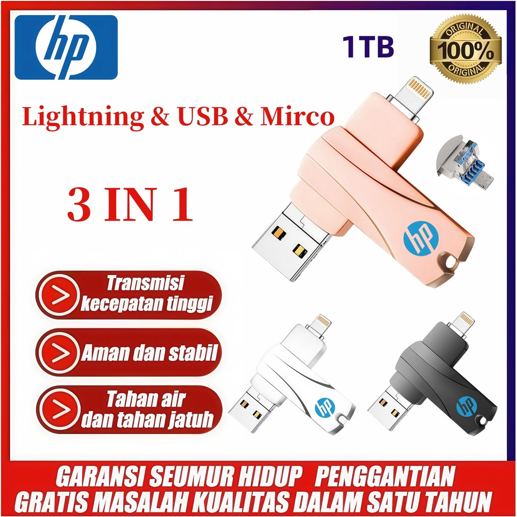 Jual HP 1TB 3 in 1 OTG Flash Drive Metal High Speed USB3.0 U Disk ...