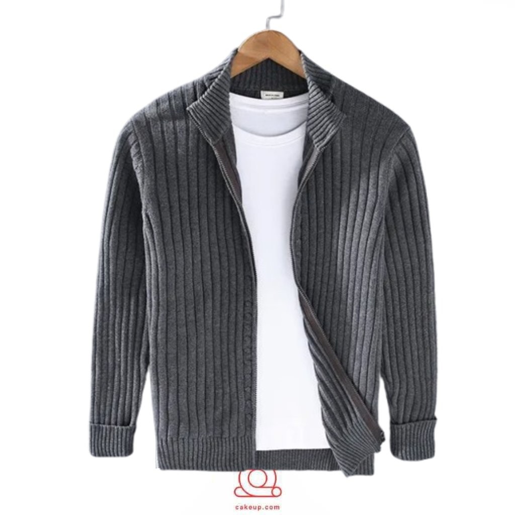 Jual CakeupJoy Sweater Knit Jaket Pria Model Sweater Cardigan Kerah ...