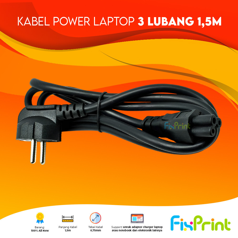 Jual Kabel Power 3 Lubang 0,75mm Cable Power Adaptor Charger Laptop ...